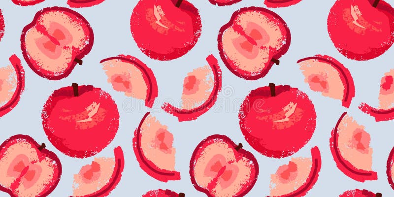 Colorful Seamless Pattern With Abstract Texture Red Apples And Apple