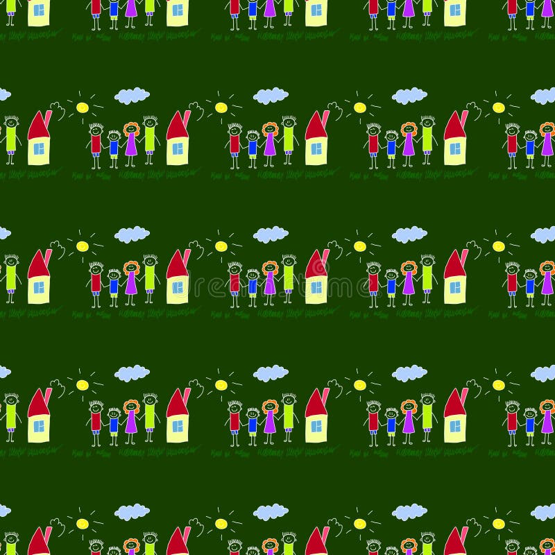 Colorful Seamless Pattern on Blackboard. Stock Illustration ...