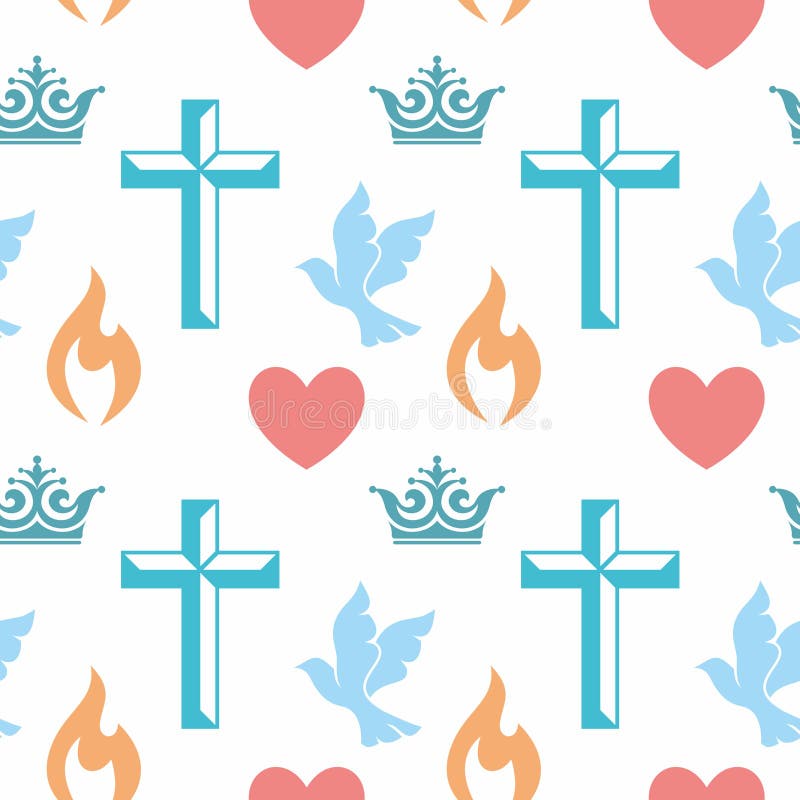 Colorful Seamless Pattern with Christian Symbols. Bible, Church and ... Colorful Seamless Pattern with Christian Symbols. Bible, Church and ...
