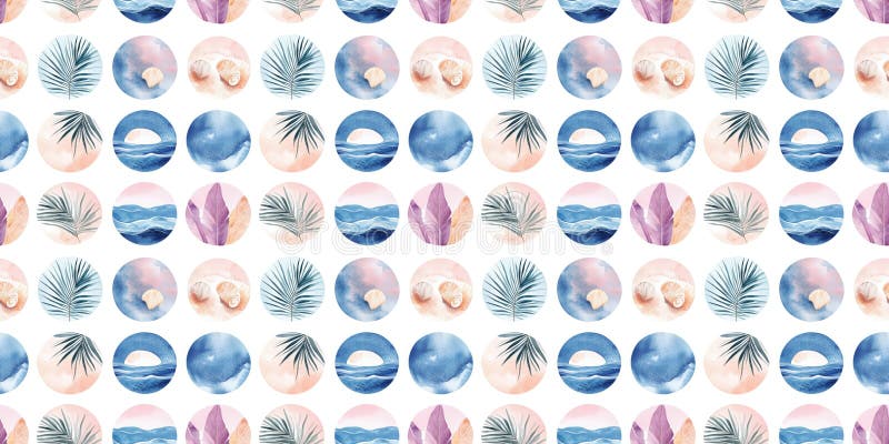 Colorful Seamless Pattern of Coastal Elements Inspired by Nature and ...