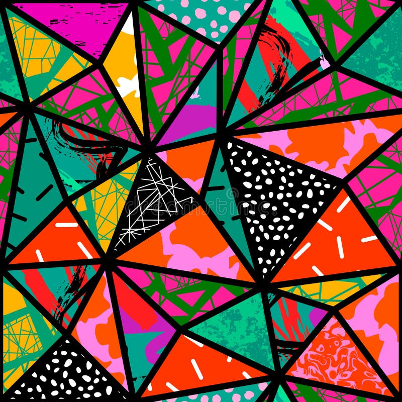 Colorful Seamless Pattern with Collage Art Texture. Stock Illustration ...