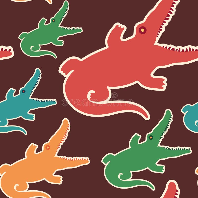Colorful Seamless Pattern with Crocodiles. Stock Vector - Illustration ...