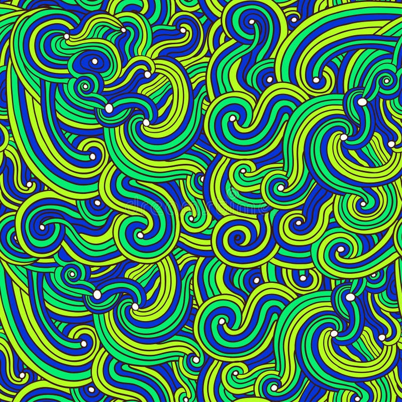 Colorful Seamless Pattern with Curly Doodle Lines. Vector Illustration ...