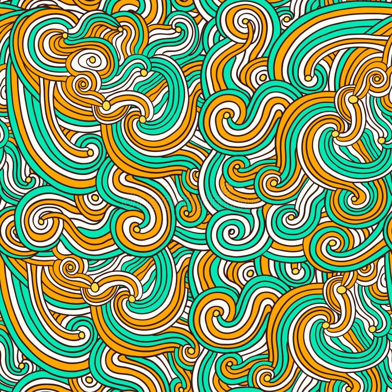 Colorful Seamless Pattern with Curly Doodle Lines. Vector Illustration ...
