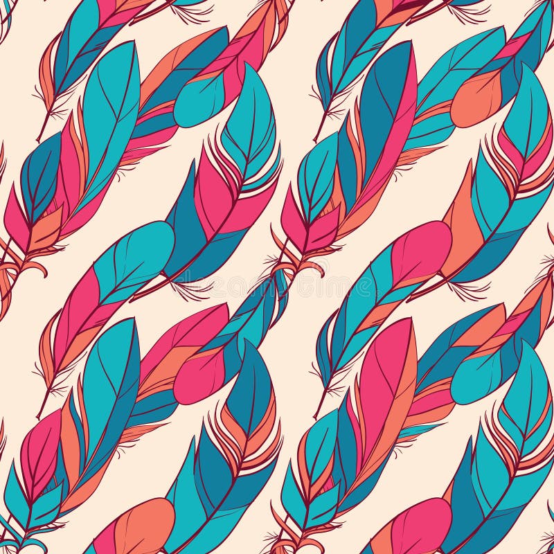 Colorful Vector Feathers Set in Ethnic Style Stock Vector - Illustration of ethnic, beautiful ...