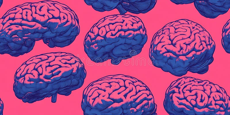 Colorful Seamless Pattern Featuring Artistic Brain Illustrations on a ...