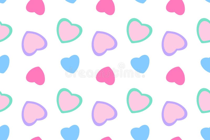 Seamless Pastel Heart Pattern on a White Background Stock Illustration ...