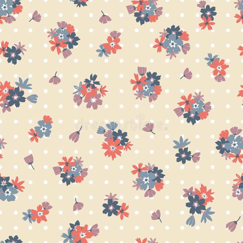 Colorful Seamless Pattern with Flowers and Points Stock Vector ...
