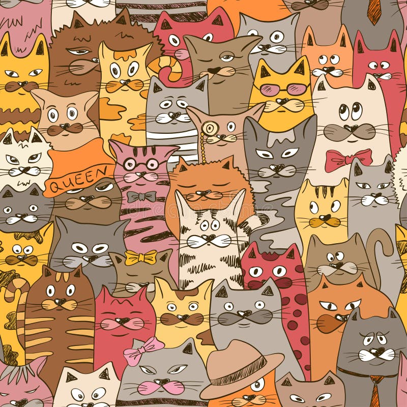 Cats parade pattern stock vector. Illustration of feline - 118165594