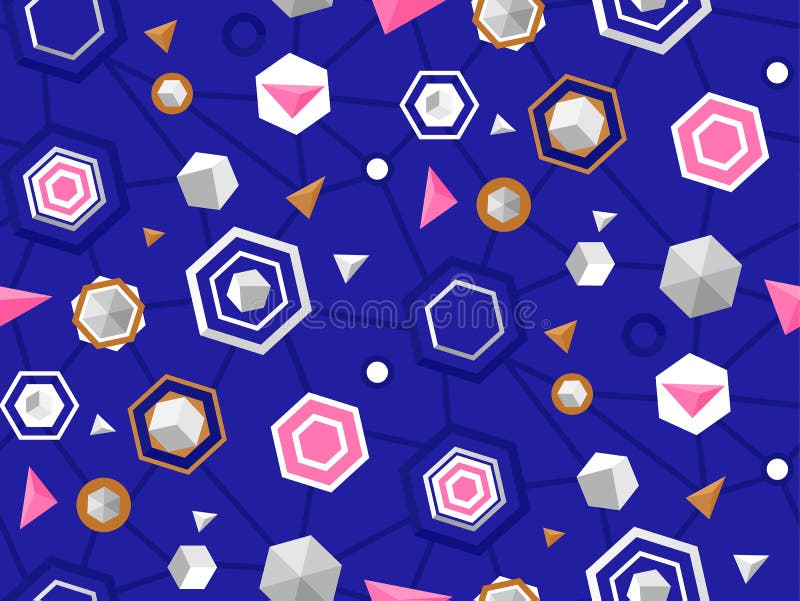 Colorful Seamless Pattern with Hexagons and Different Complex Sh Stock ...