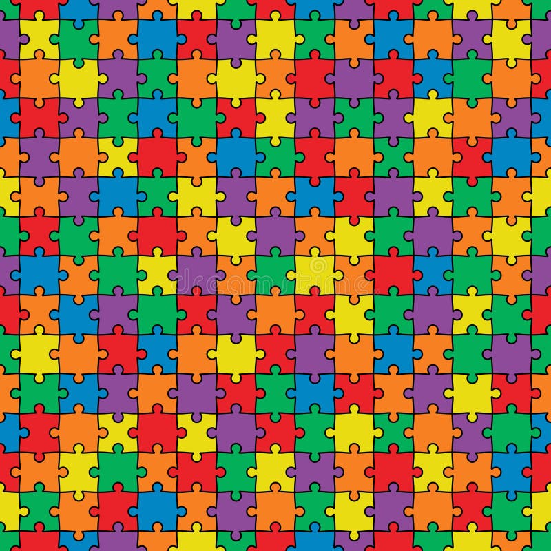 Seamless Jigsaw Puzzle Pattern Stock Vector - Illustration of colourful ...