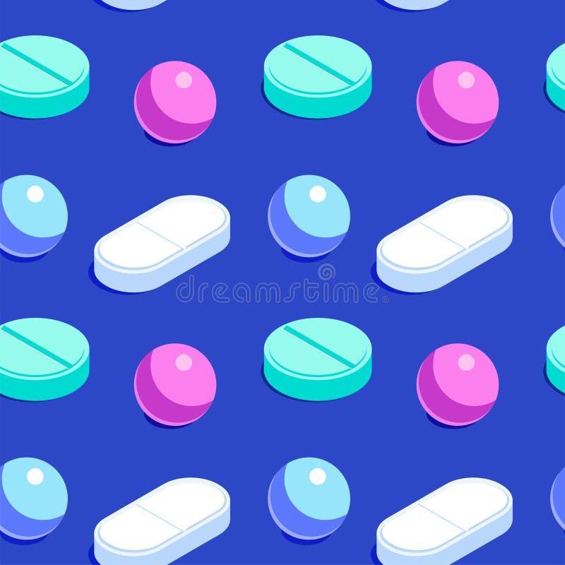 Colorful Seamless Pattern with Pills Stock Vector - Illustration of ...