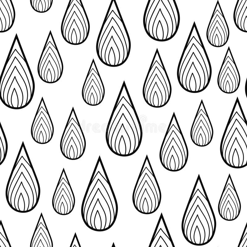 Abstract Striped Doodle Seamless Pattern with Thin Line Rain Drops on ...