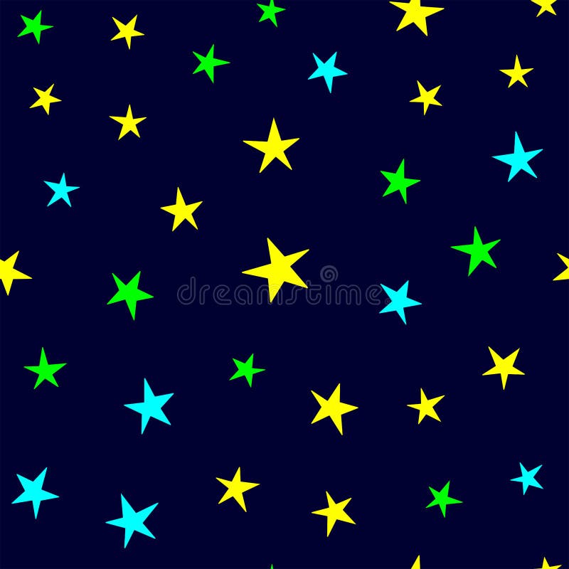 Colorful Seamless Pattern with Scattered Stars. Endless Print Stock ...