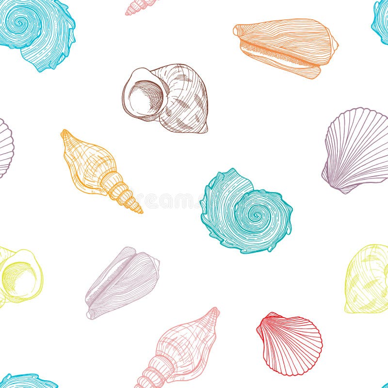 Underwater Sea Shells and Star Pattern. Ocean Seamless Texture Stock ...