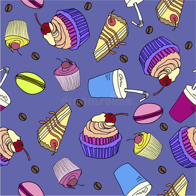 Sweets Seamless Repeat Pattern Vector Stock Vector - Illustration of ...