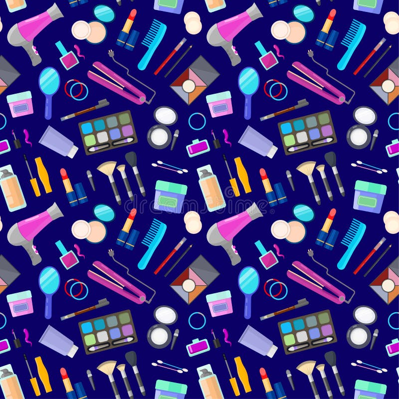 Pattern with Tools for Makeup Stock Vector - Illustration of mascara ...