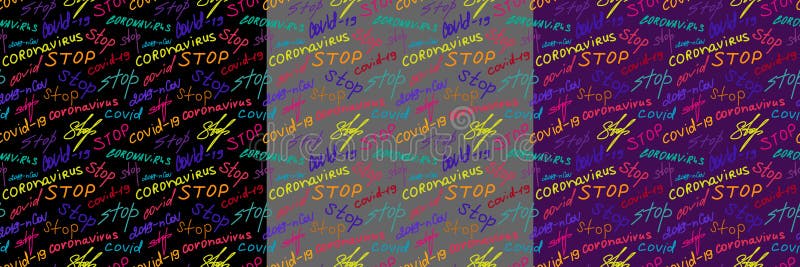 Colorful Seamless Pattern with Words Stop Coronavirus on Various ...