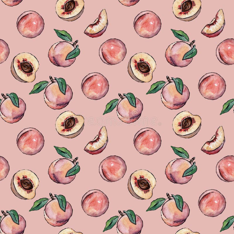 Peach Pattern. Seamless Texture with Ripe Peaches Stock Vector ...