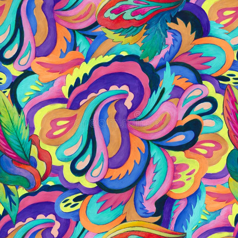 Colorful Seamless Psychedelic Pattern for Design and Decoration. Stock ...