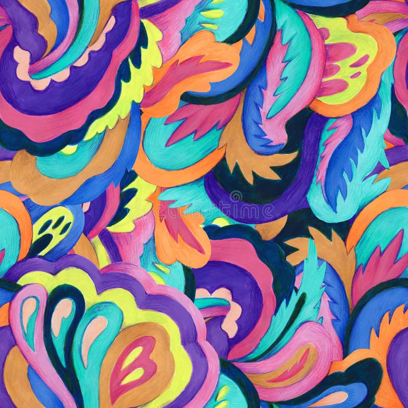 Colorful Seamless Psychedelic Pattern for Design and Decoration. Stock ...