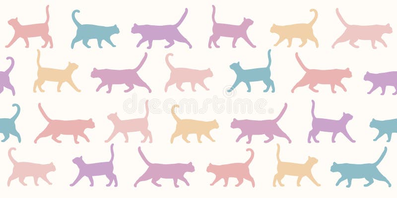 Colorful Seamless Repeating Cat Backgorund, Vector Wallpaper Stock ...