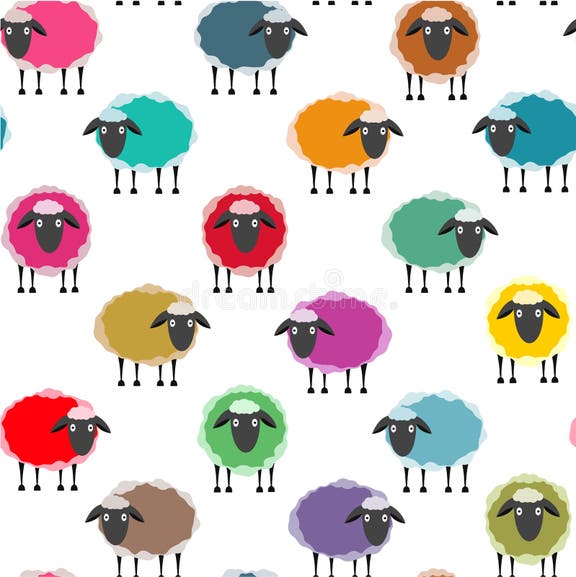 Colorful Seamless Sheep Pattern Stock Vector - Illustration of design ...