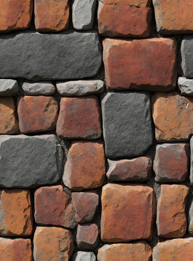 Colorful Seamless Stone Wall Pattern Closeup Stock Illustration - Illustration of construction ...