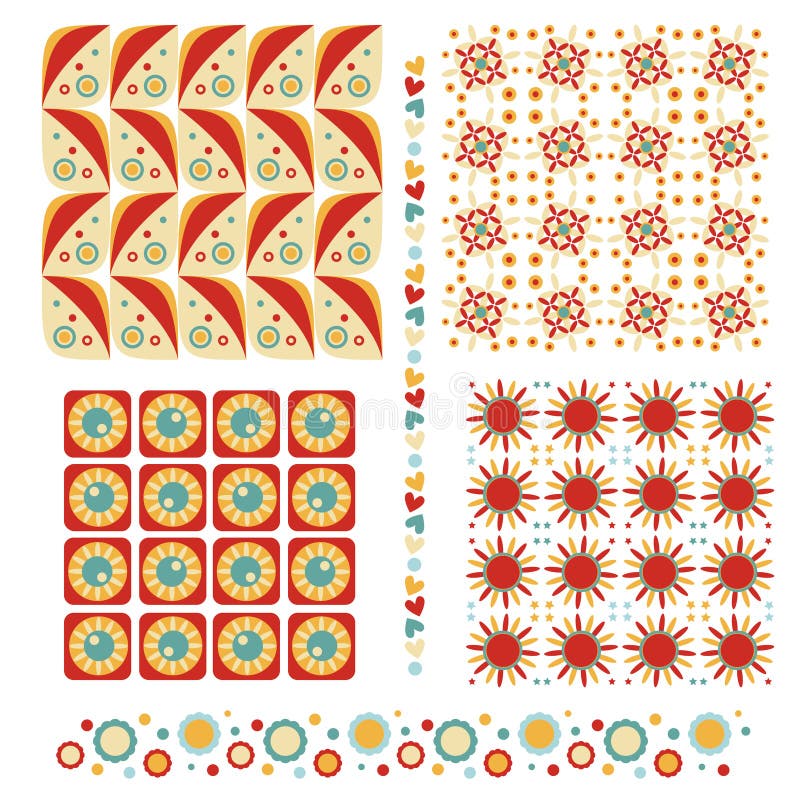 Colorful Seamless Tiling Texture and Trim Collecti Stock Illustration ...