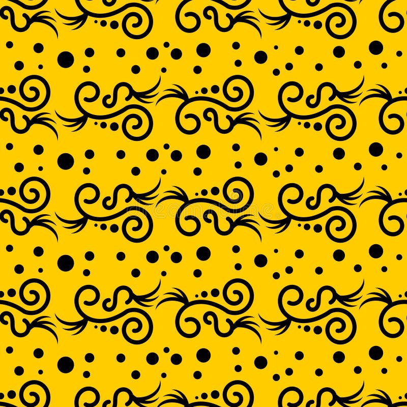 Colorful Seamless Vector of Indonesian Batik with Black Panel in Yellow ...