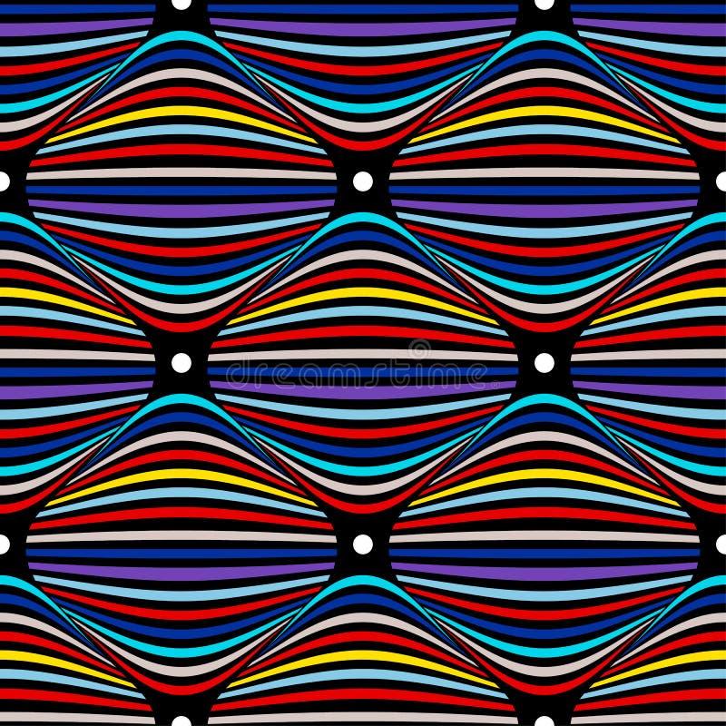 Colorful Seamless Vector Op Art Pattern. Optical Illusion Abstract ...