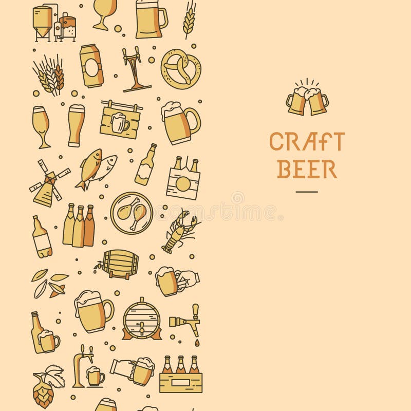 Colorful Seamless Vertical Pattern Beer Icons on the Theme of Beer ...