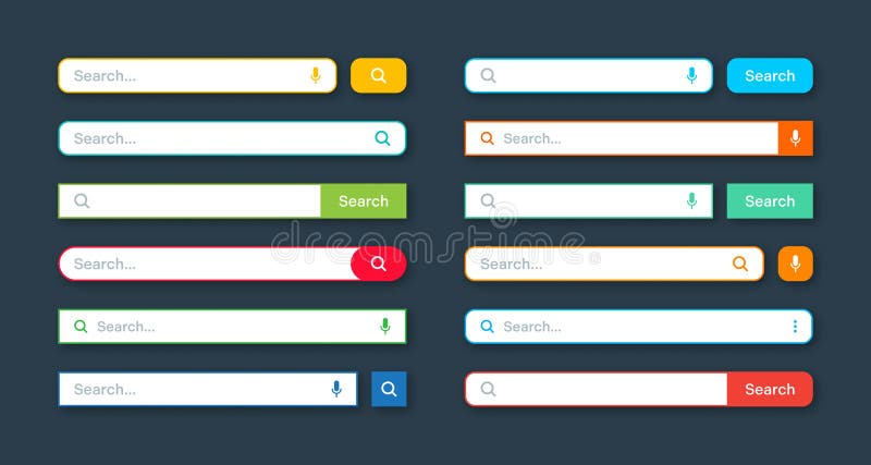 Colorful Search Bar Templates. Internet Browser Engine with Search Box ...