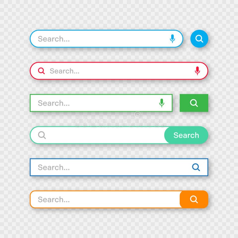 Colorful Search Bar Templates. Internet Browser Engine with Search Box ...