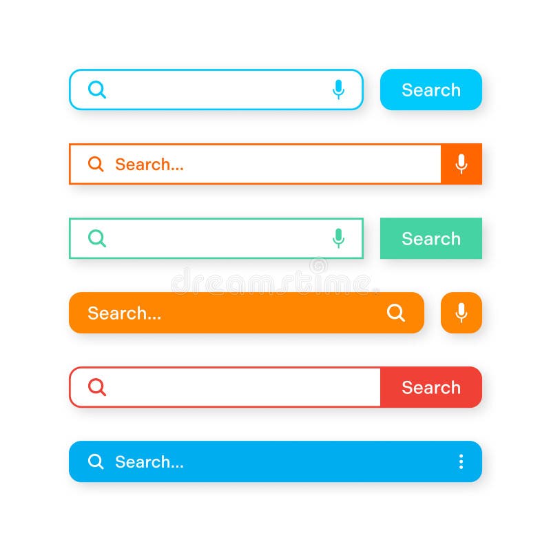 Colorful Search Bar Templates. Internet Browser Engine with Search Box ...