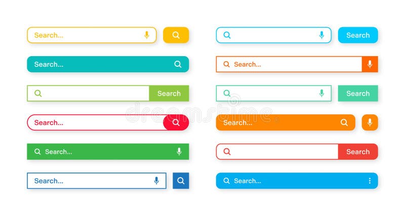 Colorful Search Bar Templates. Internet Browser Engine with Search Box ...