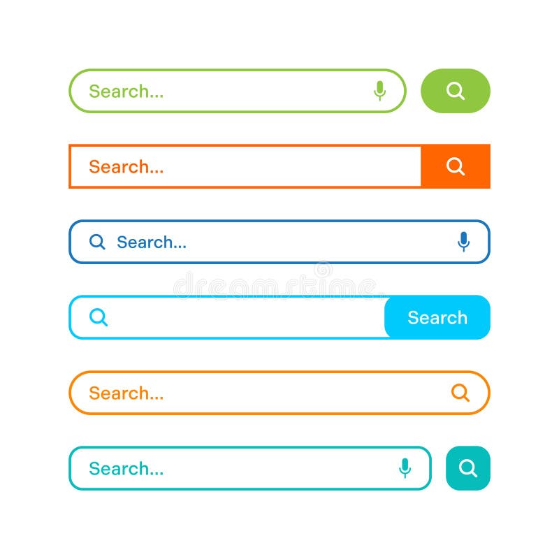 Colorful Search Bar Templates. Internet Browser Engine with Search Box ...