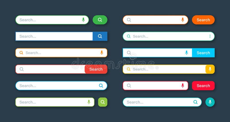 Colorful Search Bar Templates. Internet Browser Engine with Search Box ...