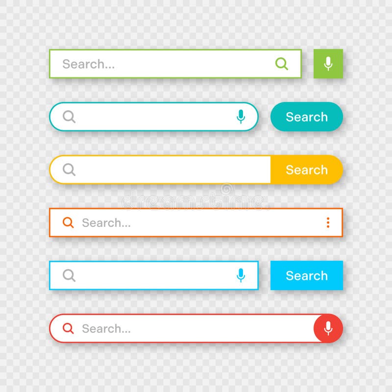 Colorful Search Bar Templates. Internet Browser Engine with Search Box ...