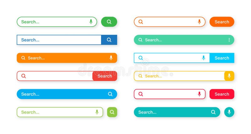 Colorful Search Bar Templates. Internet Browser Engine with Search Box ...