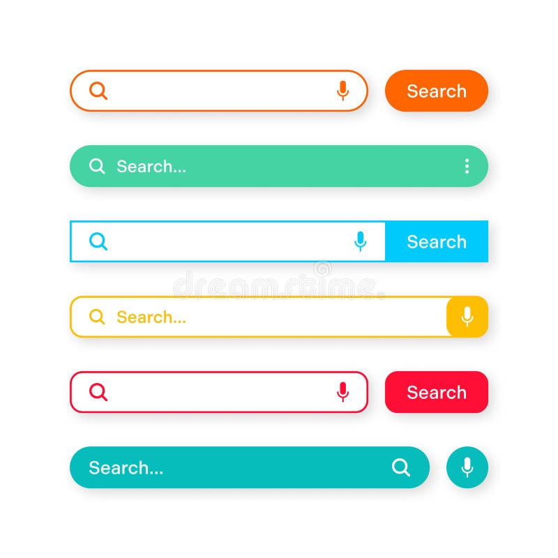 Colorful Search Bar Templates. Internet Browser Engine with Search Box ...