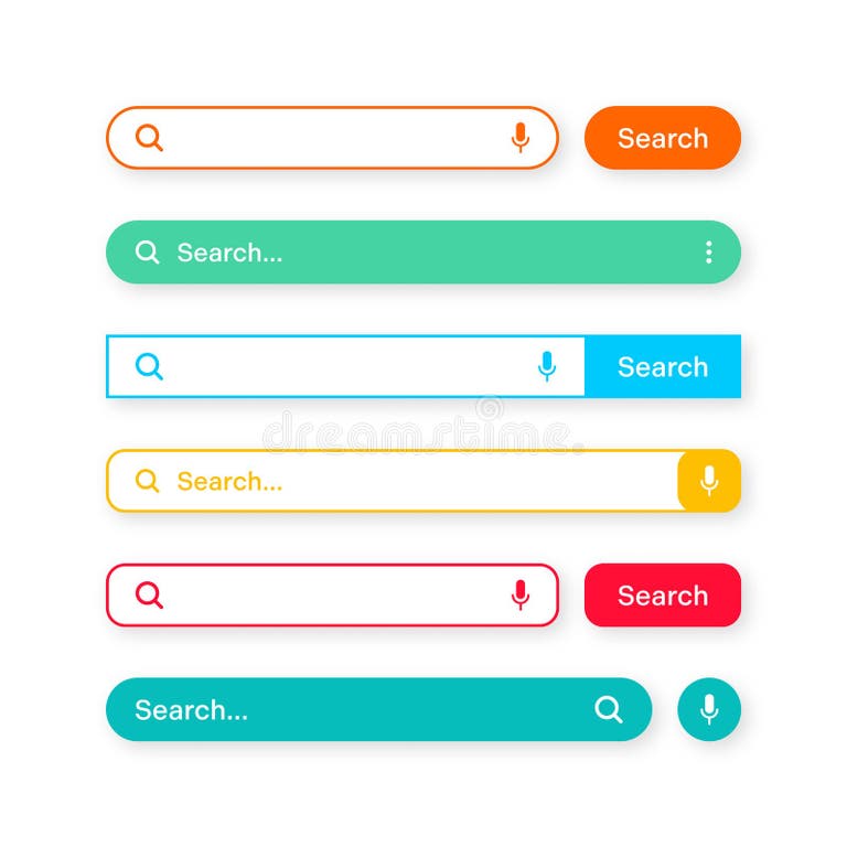Colorful Search Bar Templates. Internet Browser Engine with Search Box ...