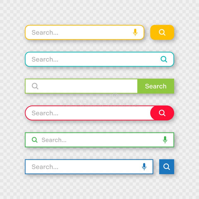 Colorful Search Bar Templates. Internet Browser Engine with Search Box ...