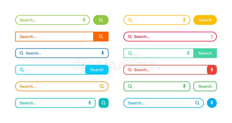 Colorful Search Bar Templates. Internet Browser Engine with Search Box ...