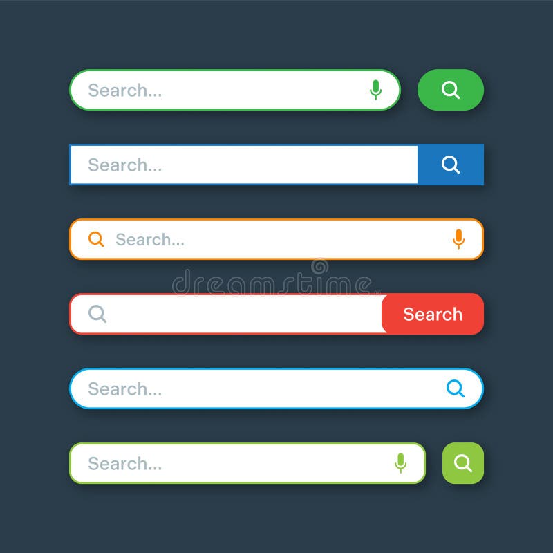Colorful Search Bar Templates. Internet Browser Engine with Search Box ...