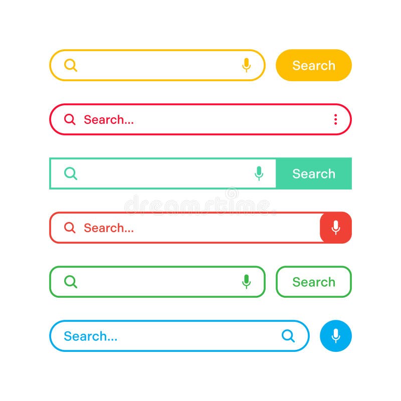 Colorful Search Bar Templates. Internet Browser Engine with Search Box ...