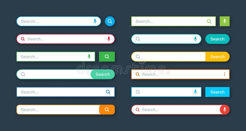 Colorful Search Bar Templates. Internet Browser Engine with Search Box ...