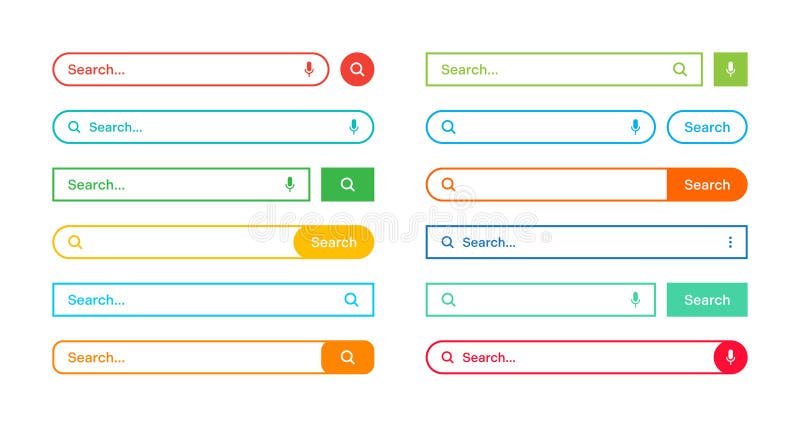 Colorful Search Bar Templates. Internet Browser Engine with Search Box ...
