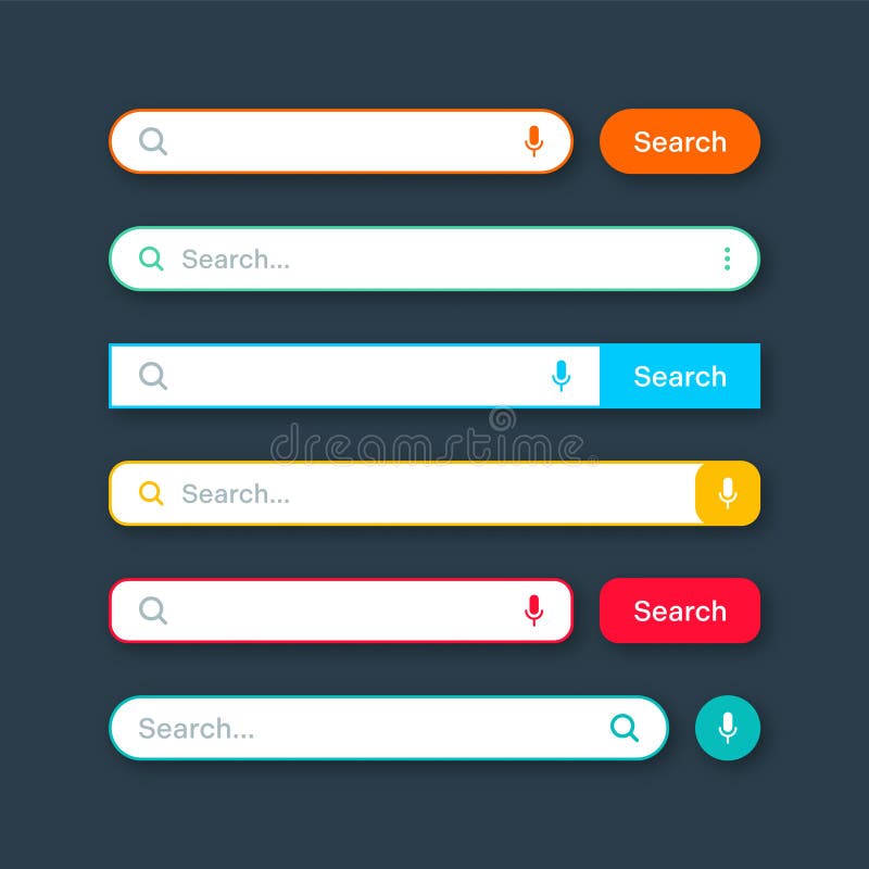Colorful Search Bar Templates. Internet Browser Engine with Search Box ...