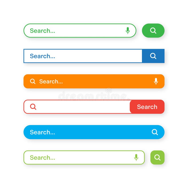 Colorful Search Bar Templates. Internet Browser Engine with Search Box ...